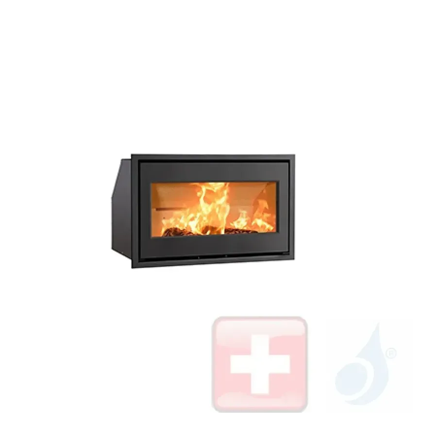 Holzkamin Einsteckbar Ravelli 7 kW ZEUS glass Schwarz
